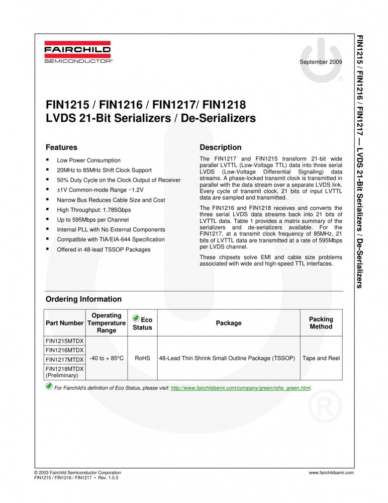 FIN1217MTDX datasheet page 1