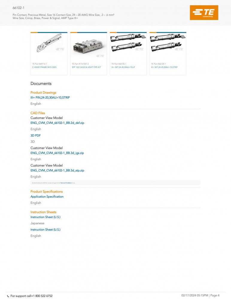 TE Connectivity 66102-1 technical document page 4