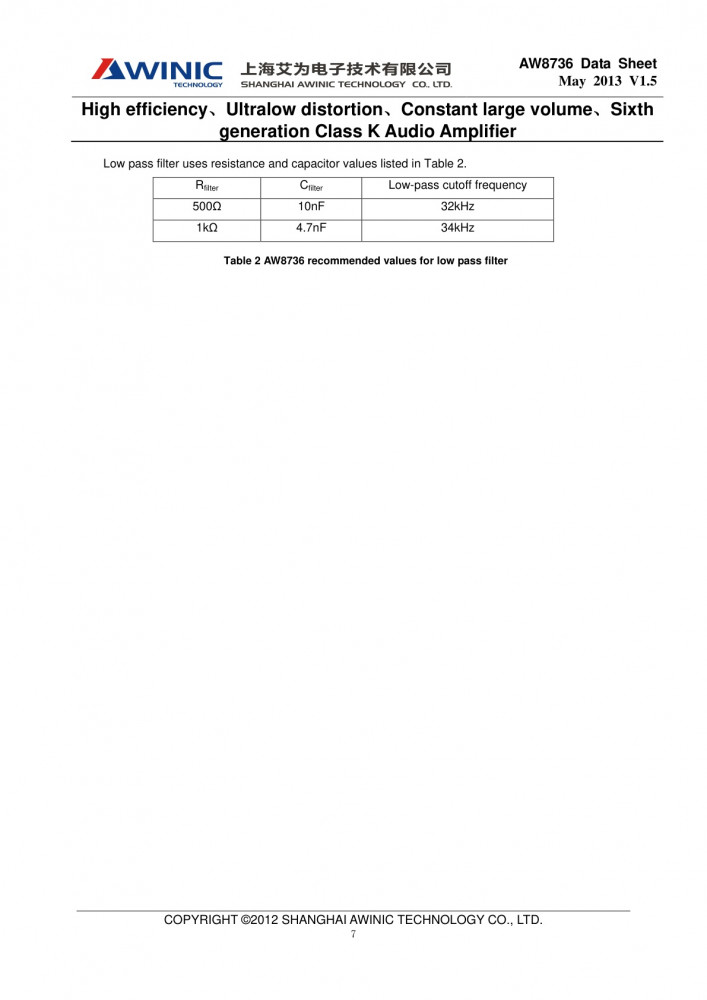AW8736FCR datasheet page 7