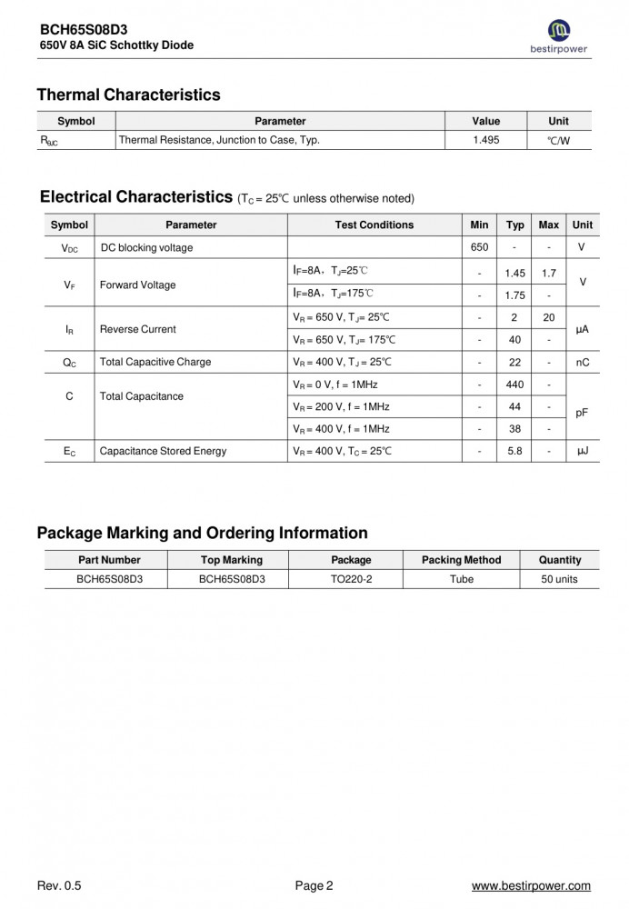 BCH65S08D3 datasheet page 2