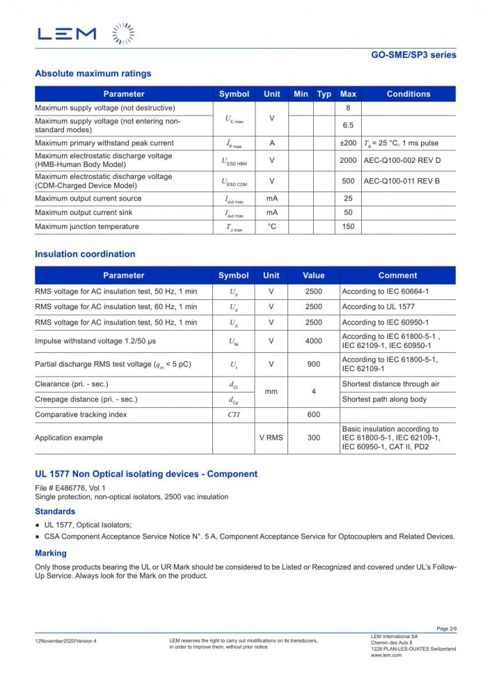 GO 20 SME/SP3 datasheet page 2