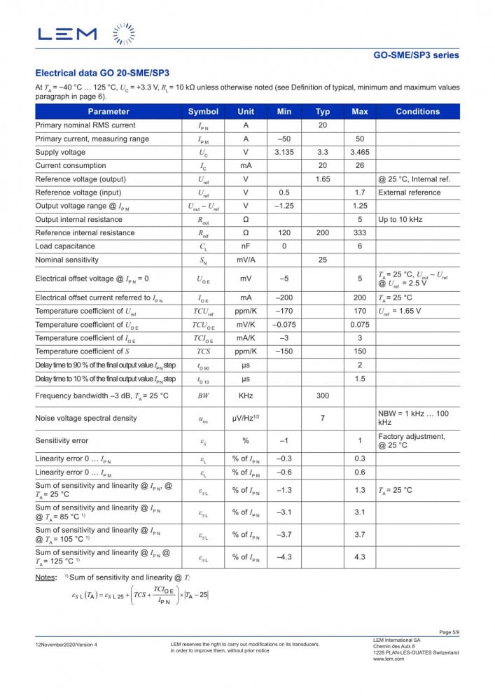 GO 20 SME/SP3 datasheet page 5