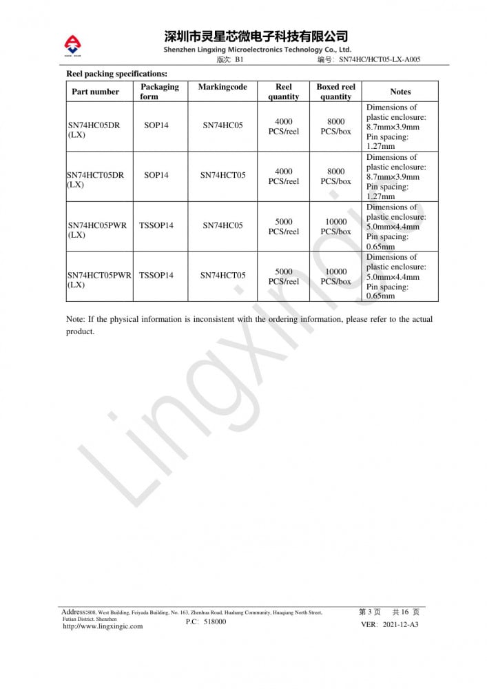 SN74HC05N(LX) datasheet page 3