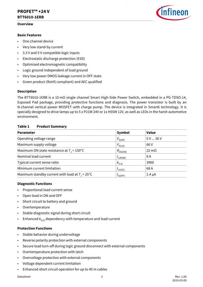 BTT6010-1ERB datasheet page 2