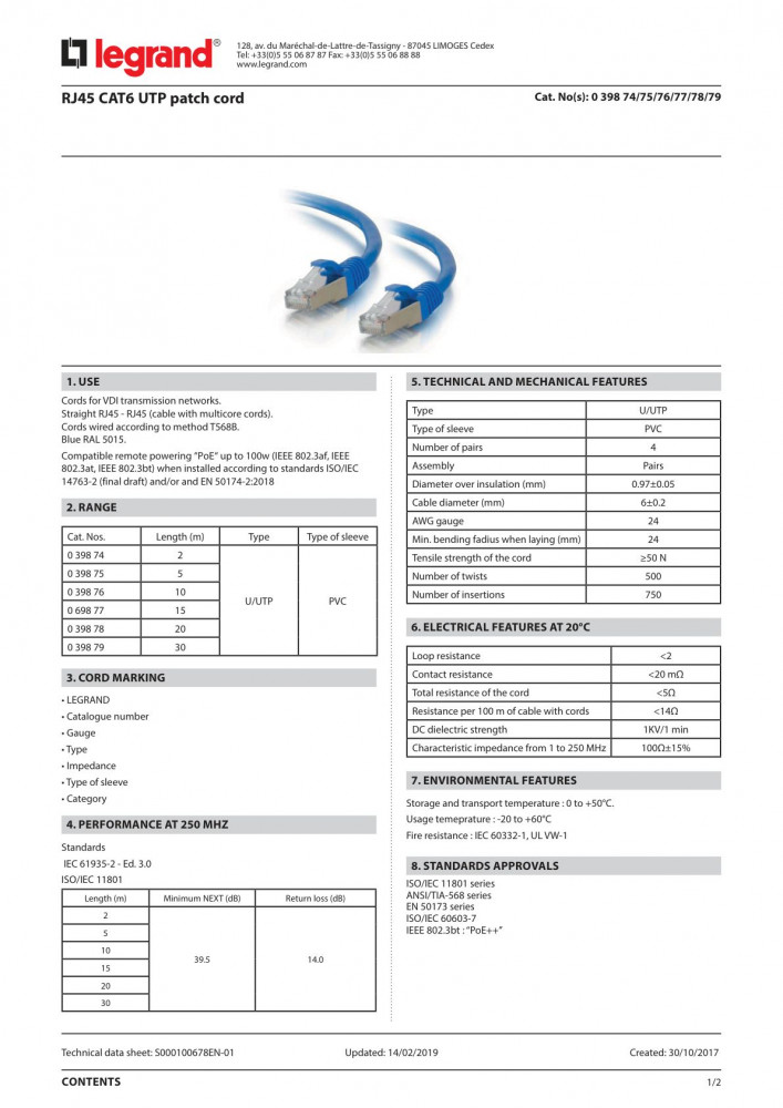 Legrand 039875 product documentation, page 1