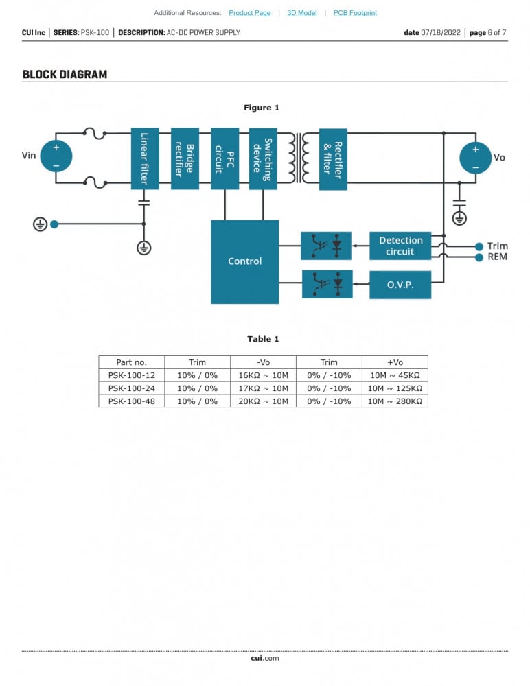 PSK-100 series datasheet page 6