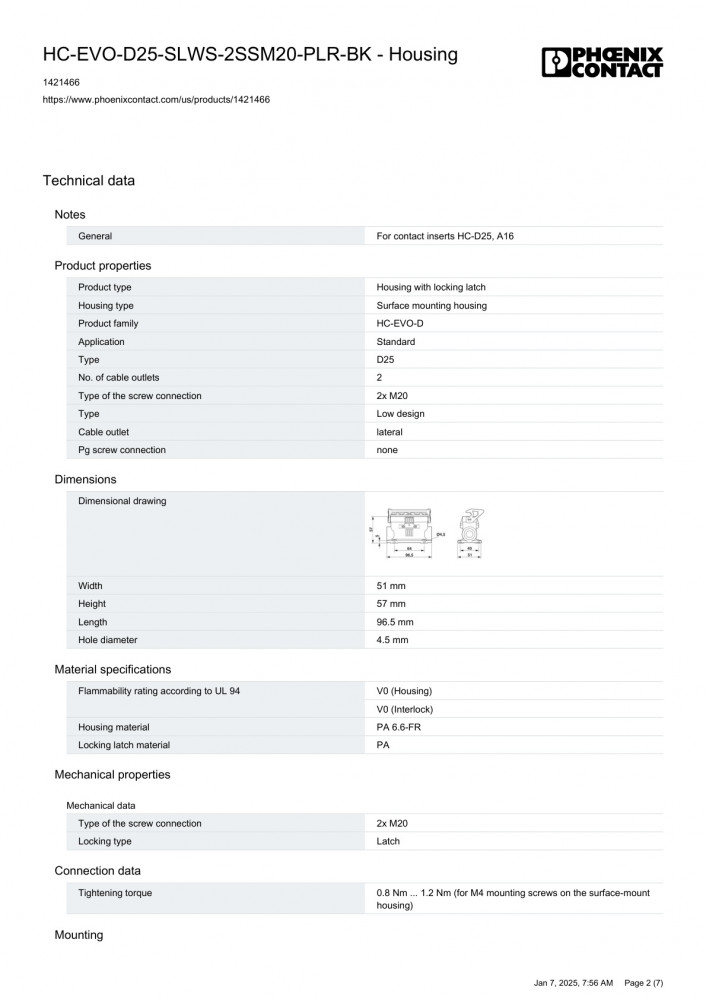 Phoenix Contact 1421466 technical document page 2