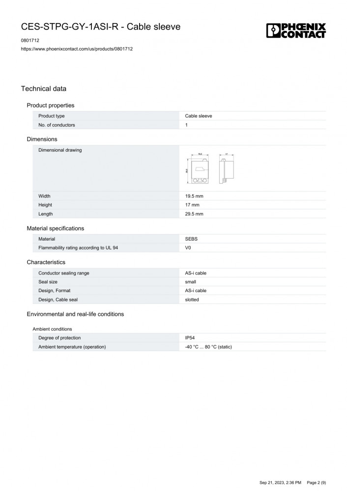 Phoenix Contact 0801712 technical document page 2