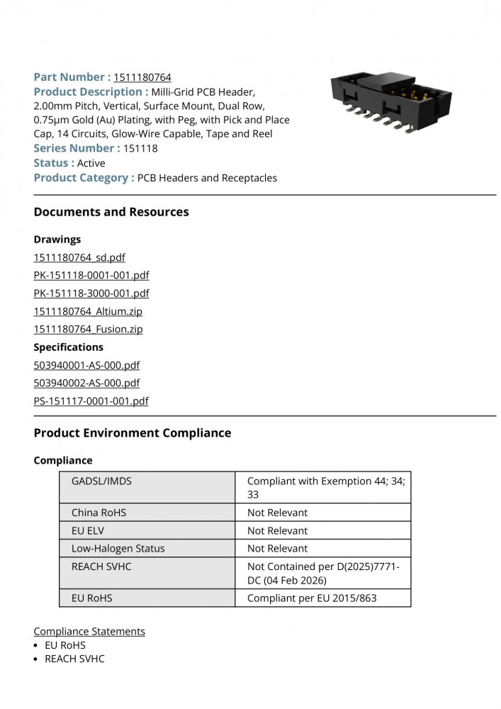 MOLEX Milli-Grid specification page 1