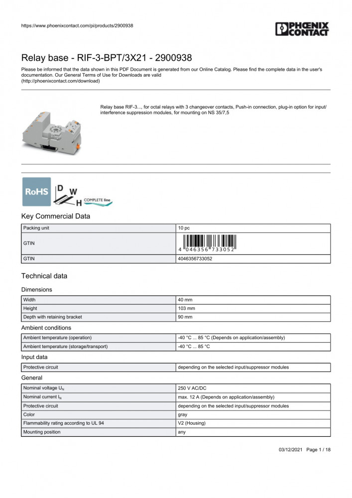 Phoenix Contact 2900938 documentation page 1