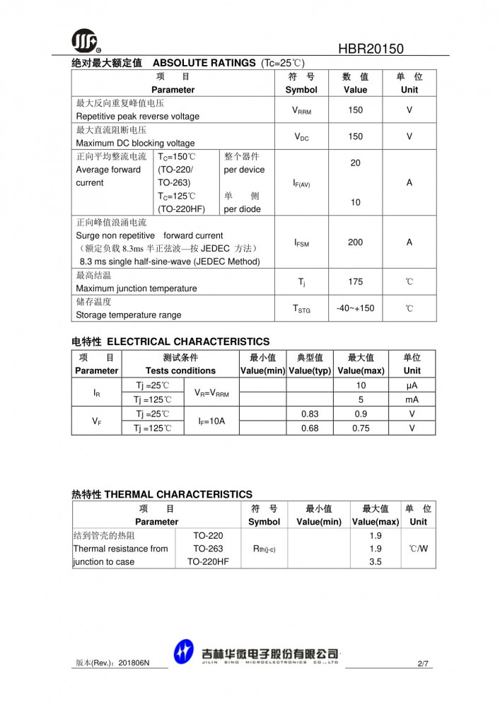 HBR20150 datasheet page 2