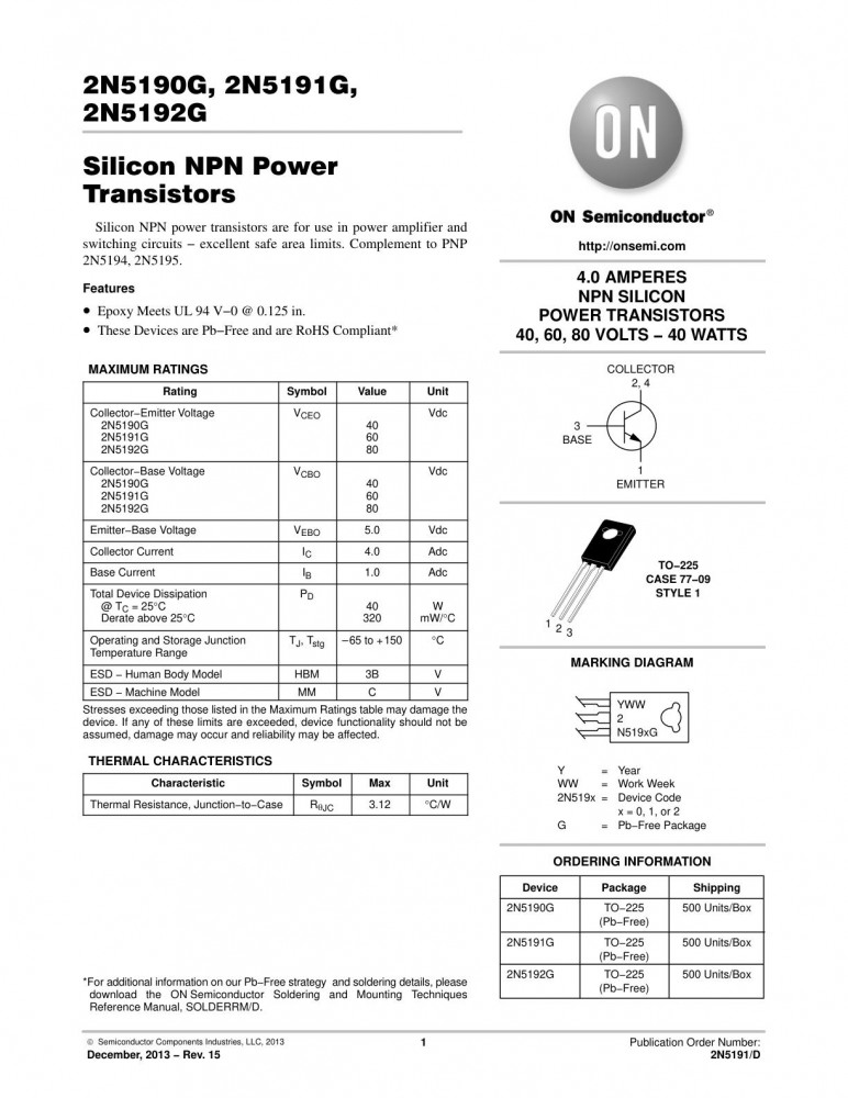 2N5191 datasheet page 1