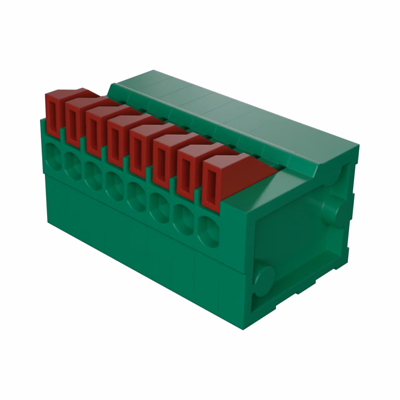 2.54mm Pitch, Eurostyle Fixed-Mount Push-Button Terminal Block, Horizontal, 6A, 26-18 AWG, Green, 8 Circuits for sale