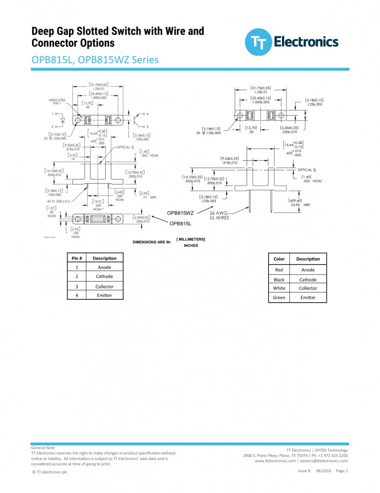 OPB815L datasheet page 2