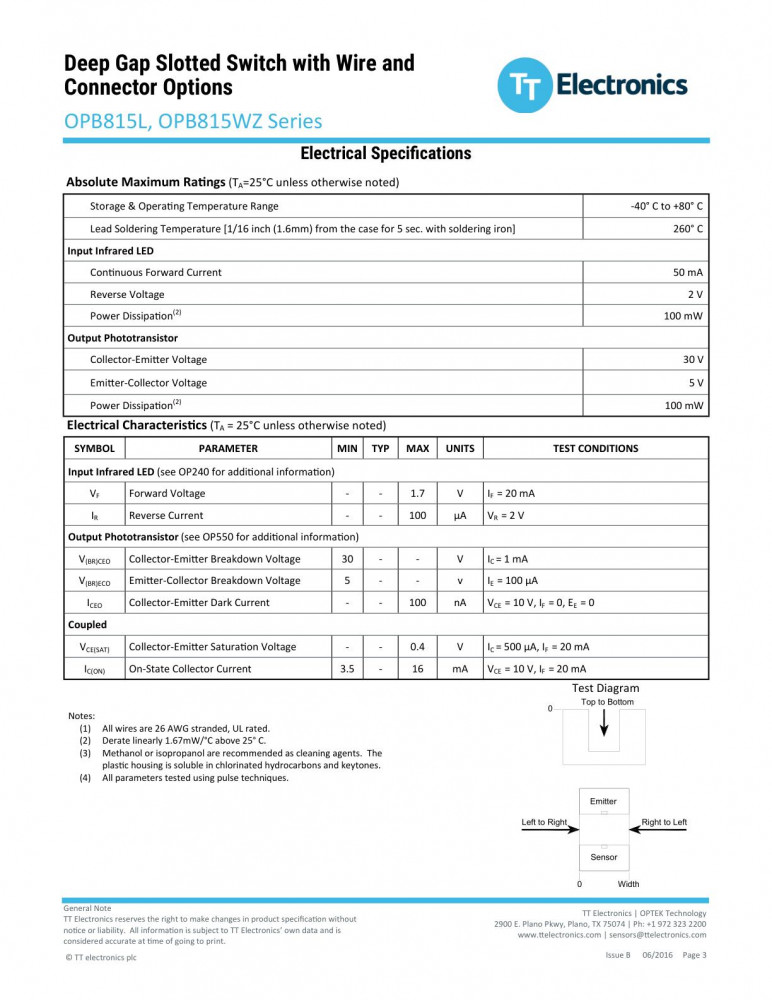 OPB815L datasheet page 3