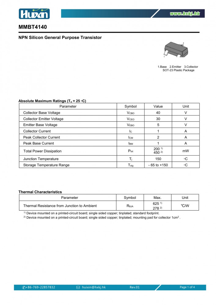 MMBT4140 datasheet page 1