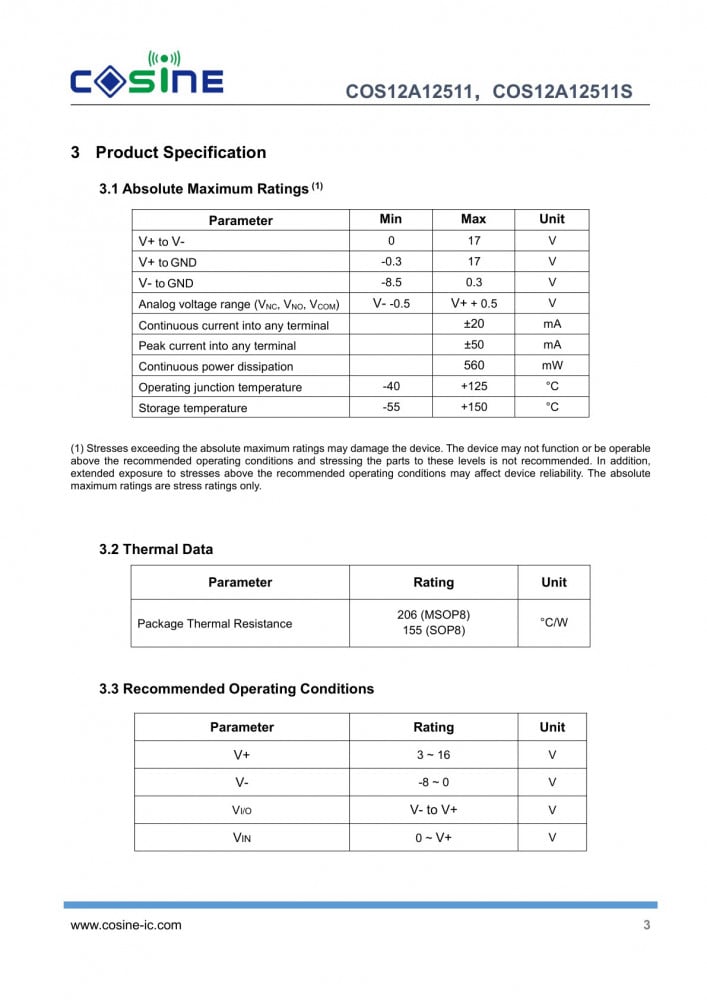 COS12A12511 datasheet page 3