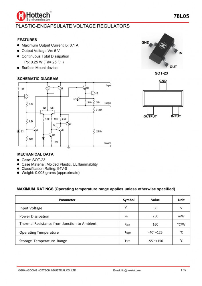 78L05 datasheet page 1