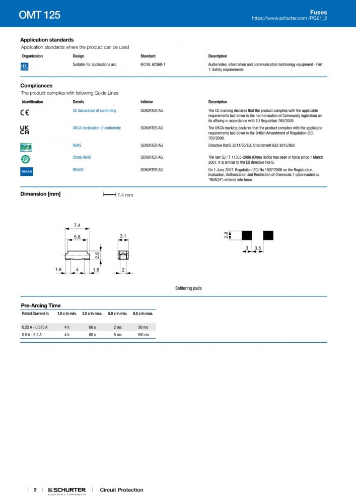 SCHURTER 3404.0121.11 datasheet page 2