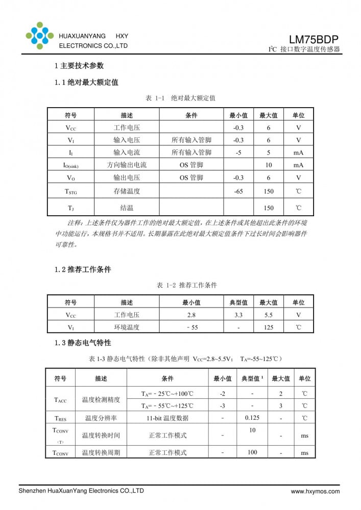 LM75BDP-HXY datasheet page 3