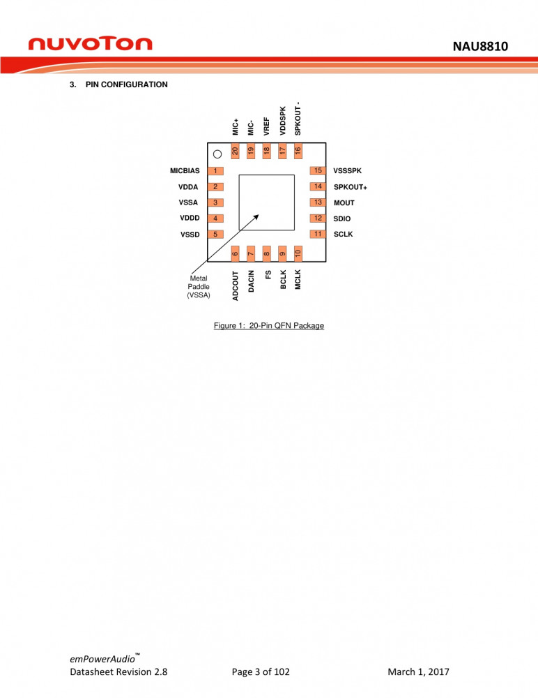 NAU8810YG datasheet page 3
