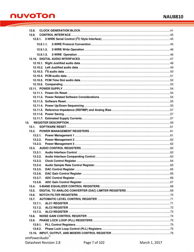 NAU8810YG datasheet page 7