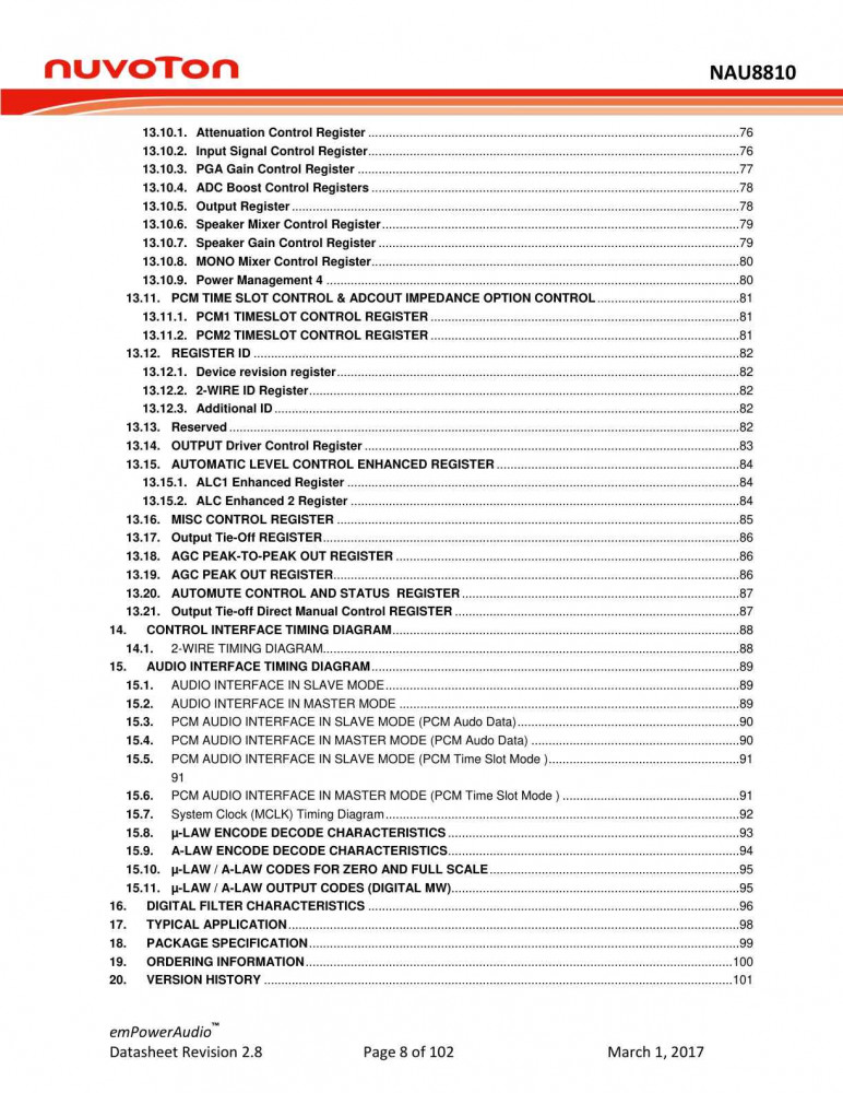 NAU8810YG datasheet page 8