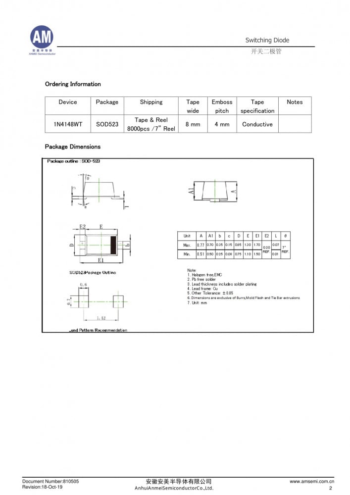 1N4148WT datasheet page 2