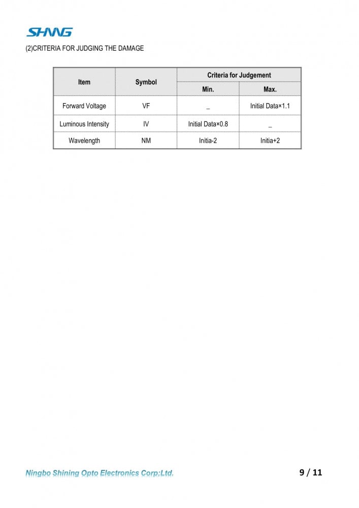SN-NE3528BDABRGB-N specification page 9