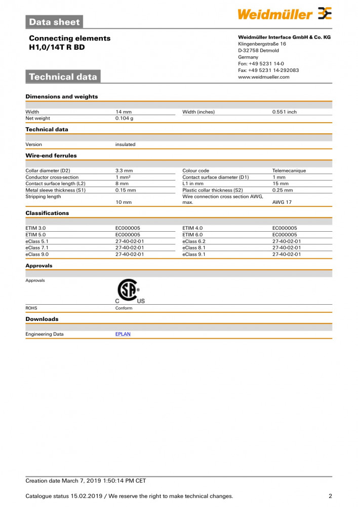 WEIDMULLER 9021950000 technical document page 2