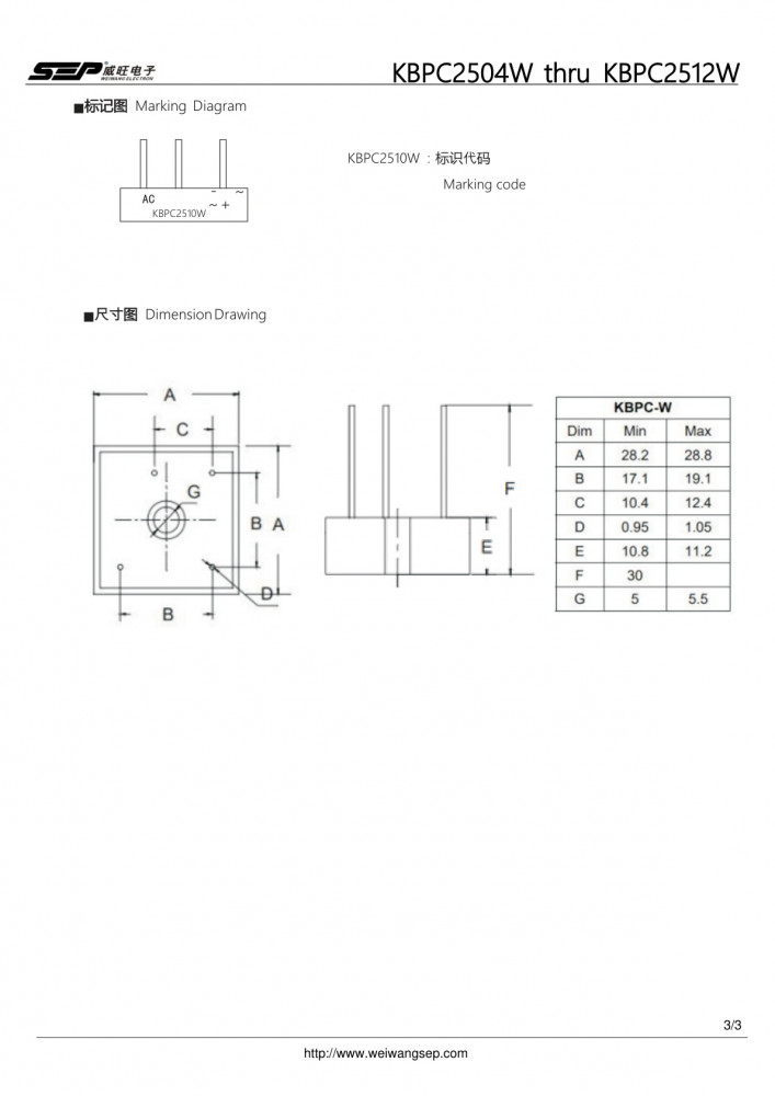SEP KBPC2510W datasheet page 3