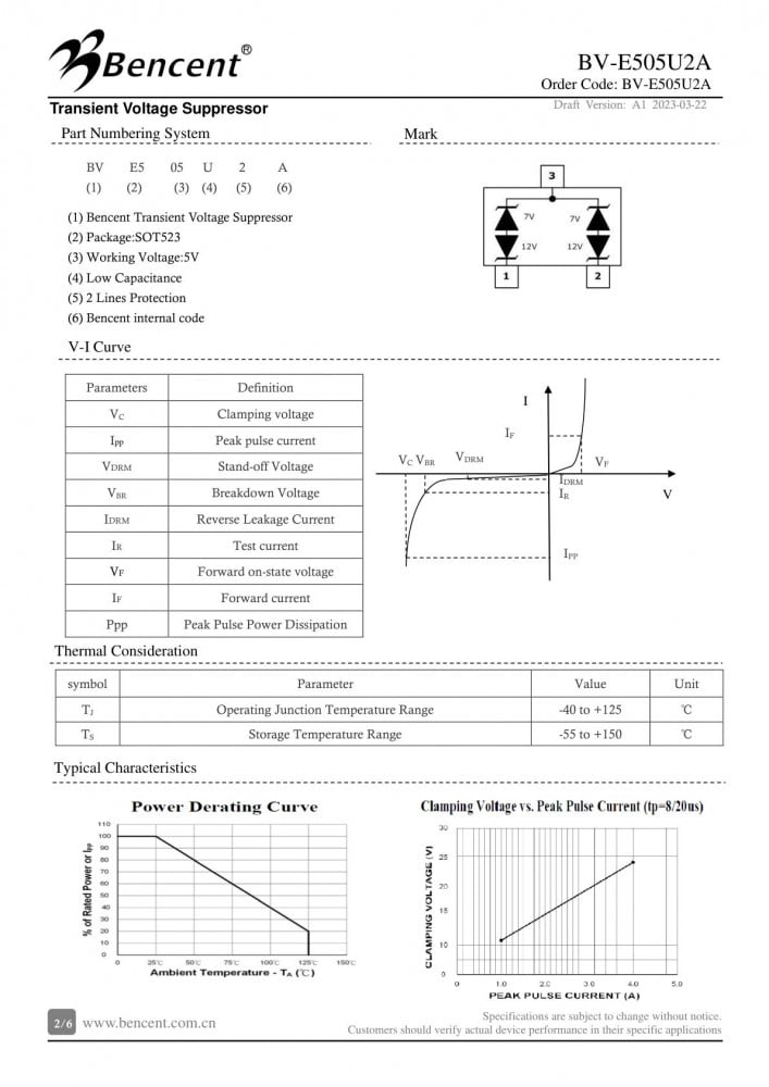 BV-E505U2A datasheet page 2