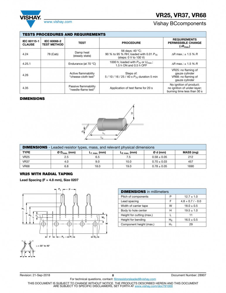 Vishay VR series datasheet page 8