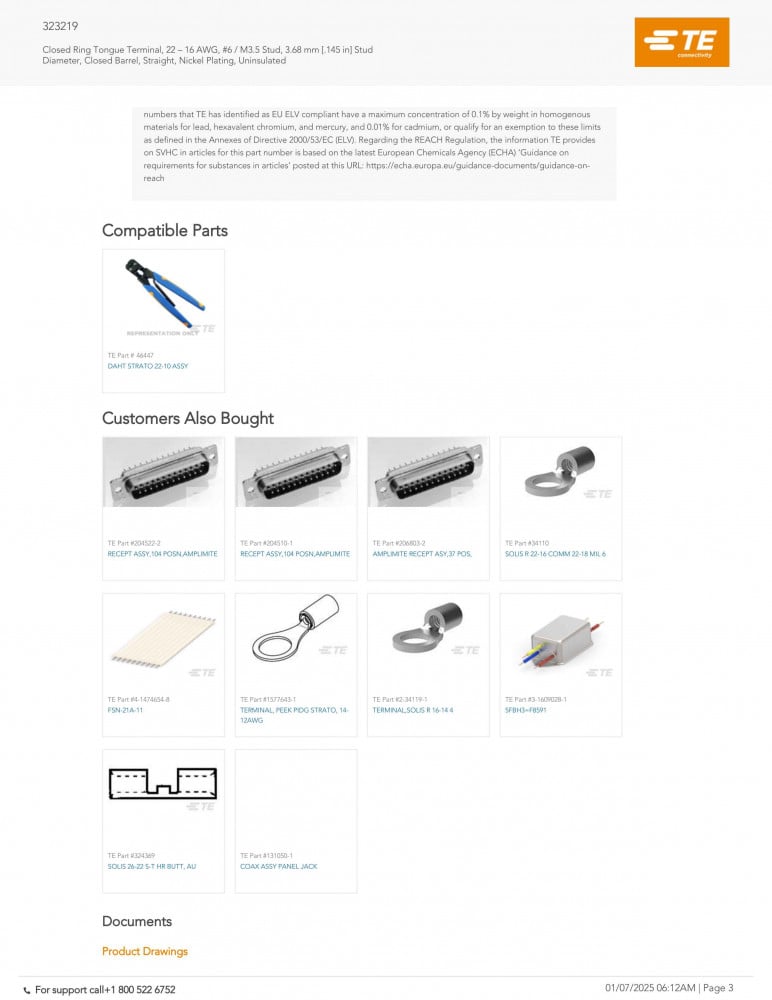 TE Connectivity 323219 technical document page 3
