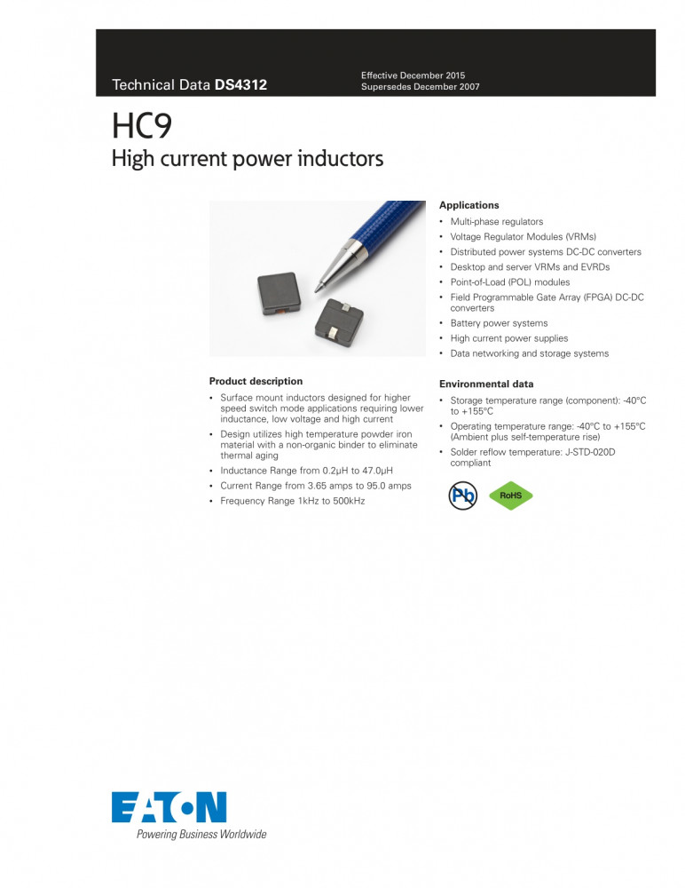 EATON HC9 series datasheet page 1