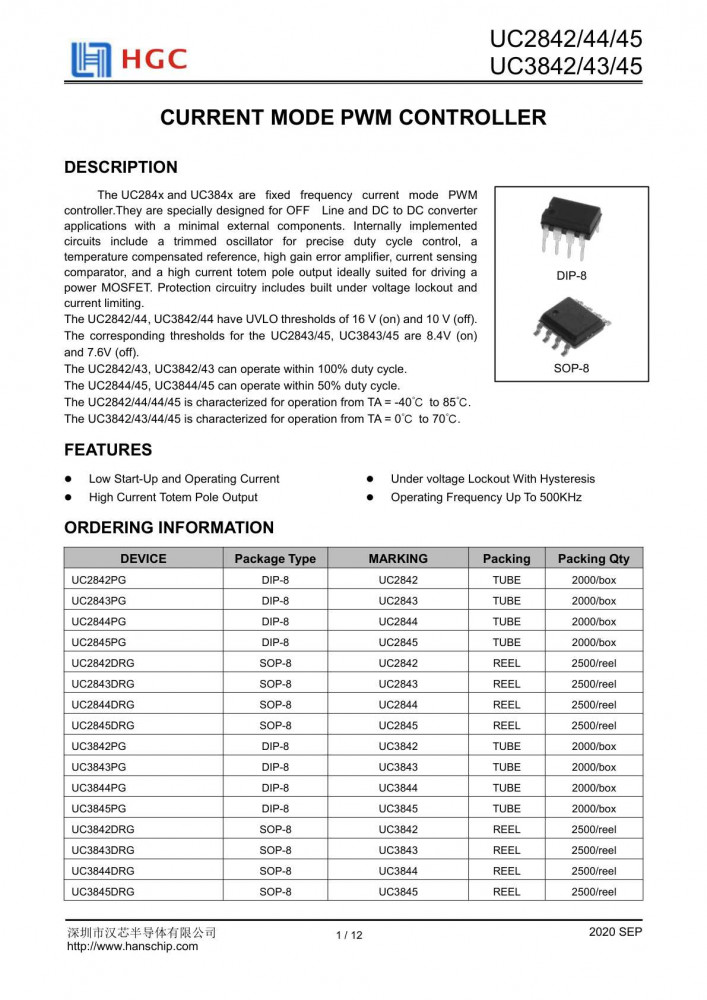 UC2842DRG datasheet page 1