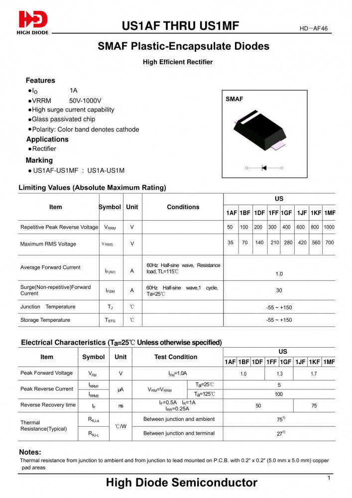 US1JF datasheet page 1