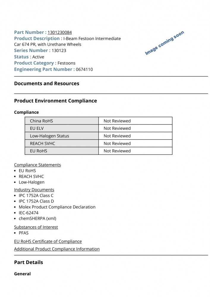 Product document image 1 for MOLEX 1301230084