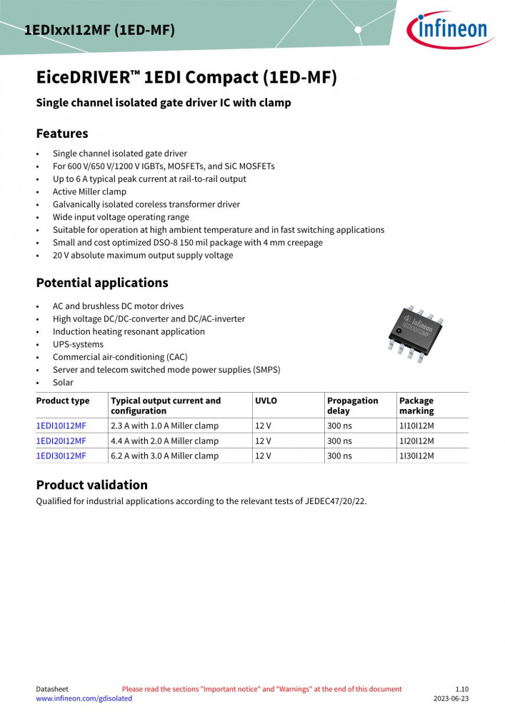 Infineon 1EDI30I12MFXUMA1 datasheet page 1