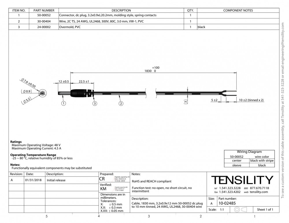 Tensility International 10-02485 product drawing
