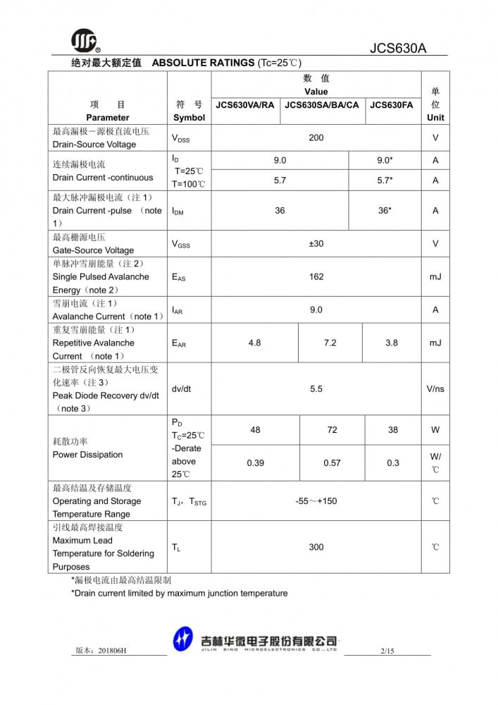 JCS630VA datasheet page 2