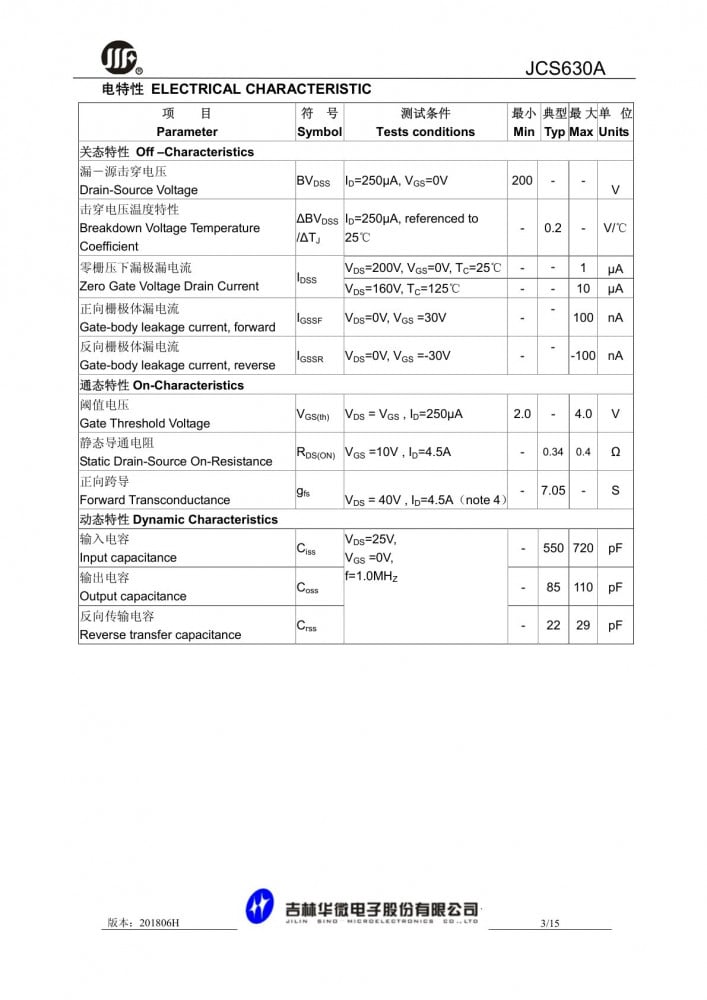 JCS630VA datasheet page 3