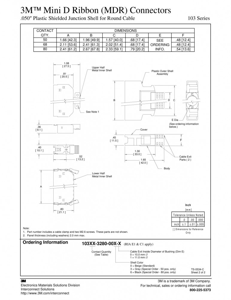 3M TS-0534-C ordering information page