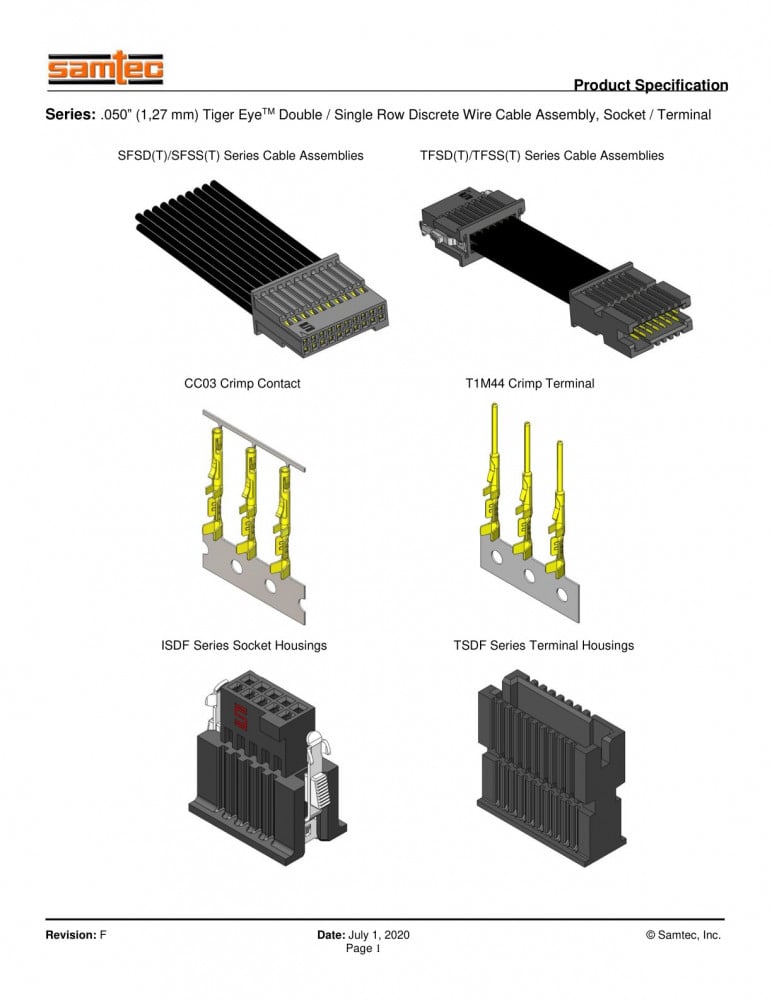Samtec Tiger Eye specification page 1