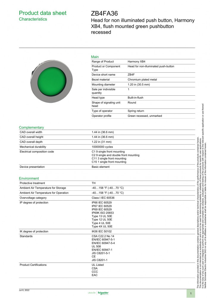ZB4FA36 technical document page 1