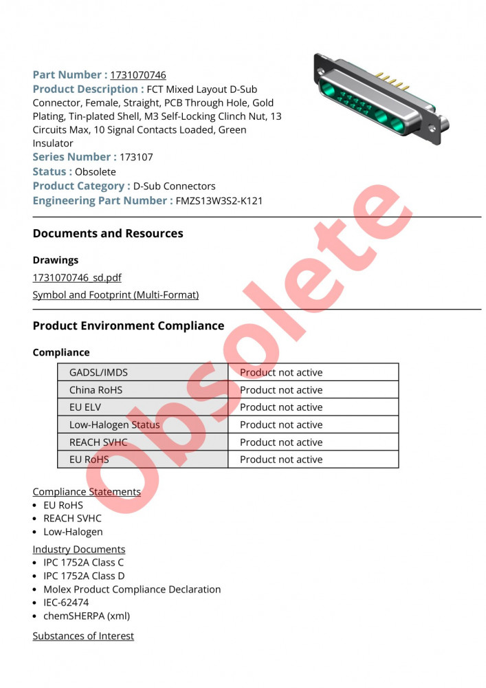 MOLEX 1731070746 drawing image, page 1