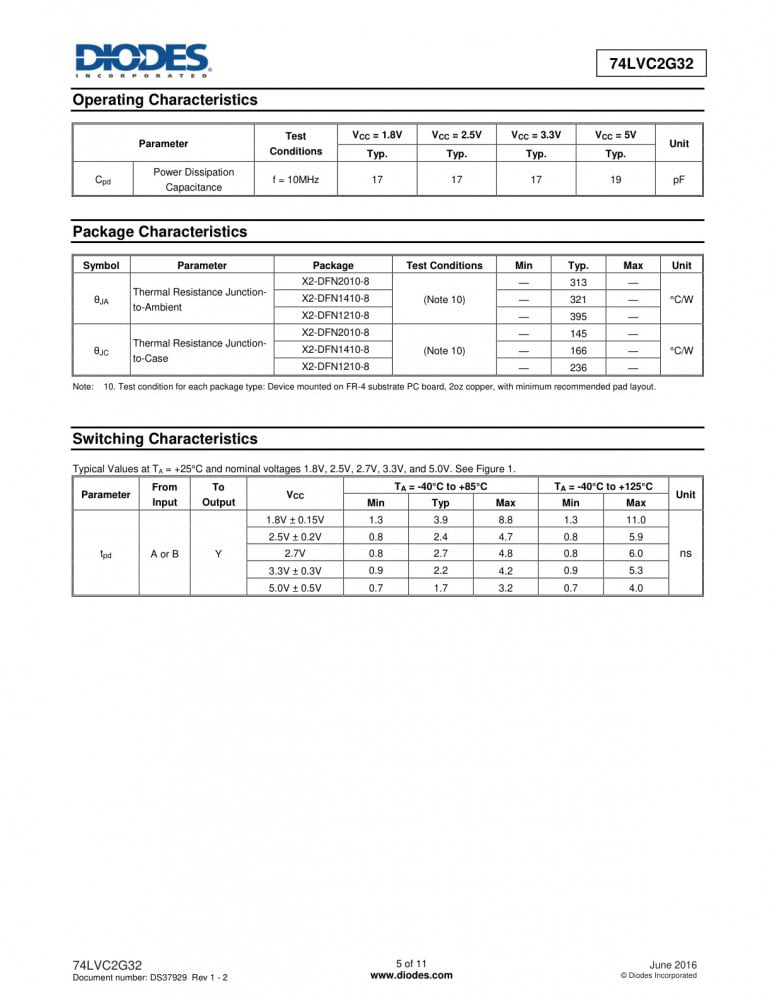 74LVC2G32HD4-7 datasheet page 5