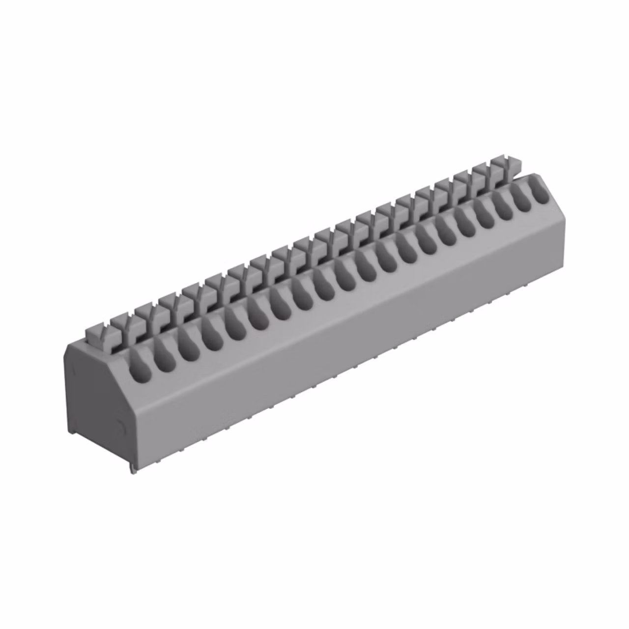 3.50mm Pitch, Eurostyle Fixed-Mount Push-Button Terminal Block, 45° Modular, 5A, 20-16 AWG, Light Gray, 20 Circuits for sale