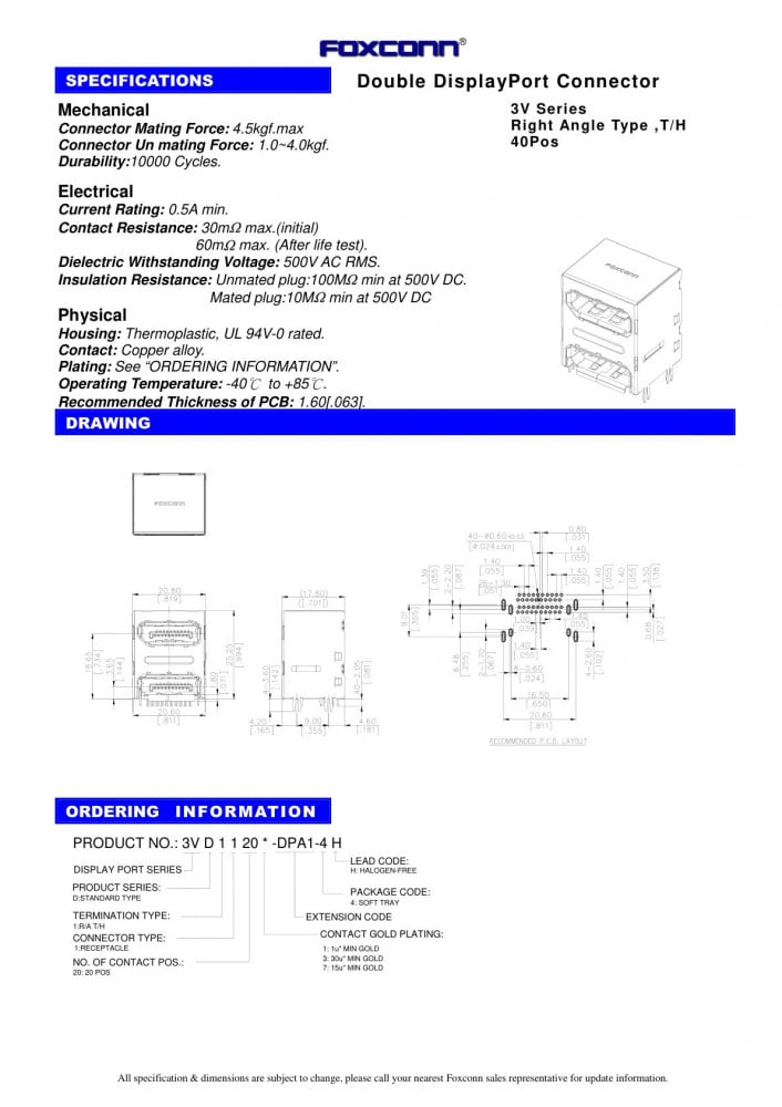 FOXCONN 3VD11203-DPA1-4H technical drawing page
