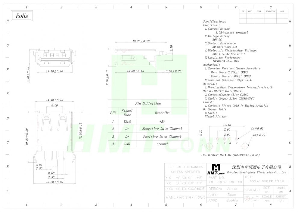 HMT-USB-AF 180-15.0 manufacturing drawing preview